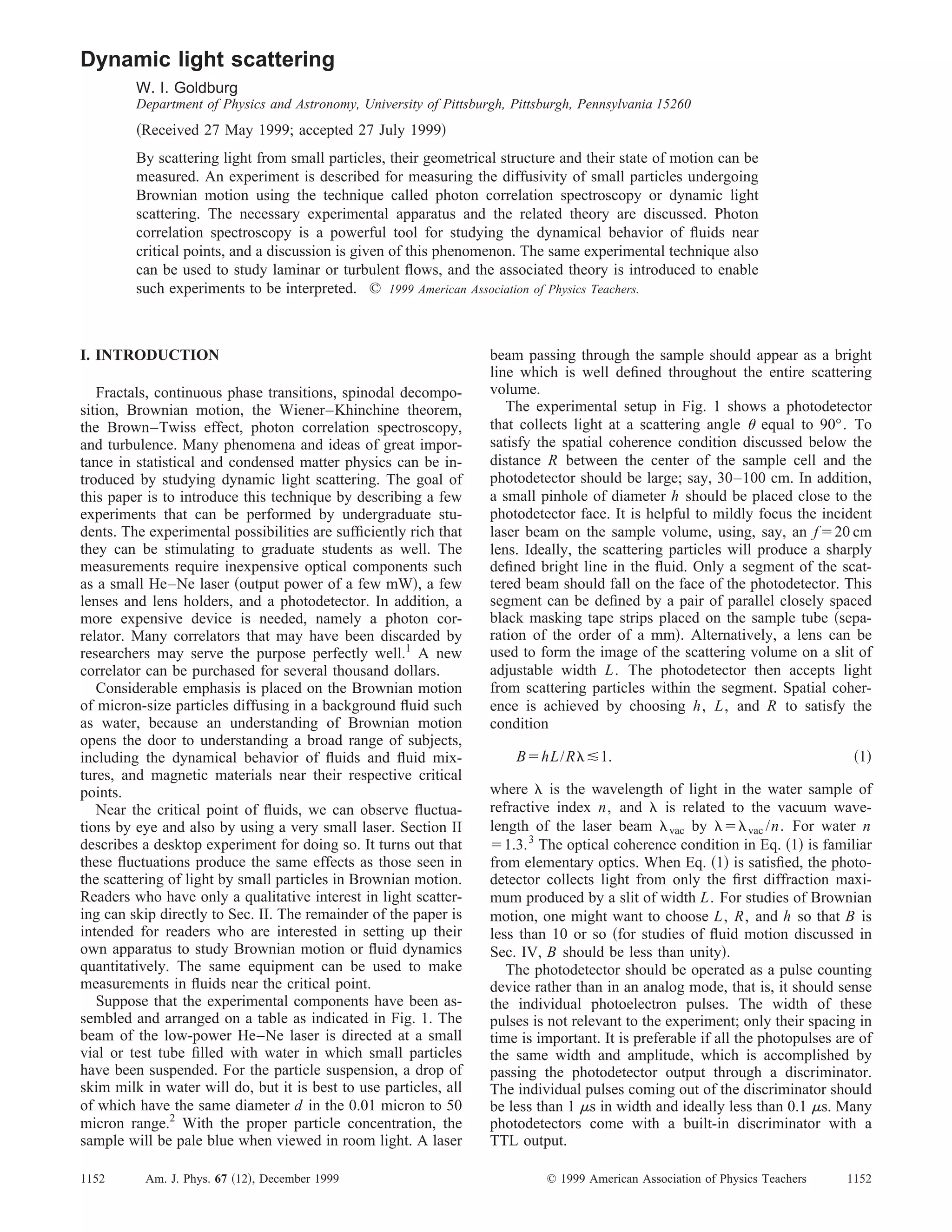 Dynamic light scattering | PDF