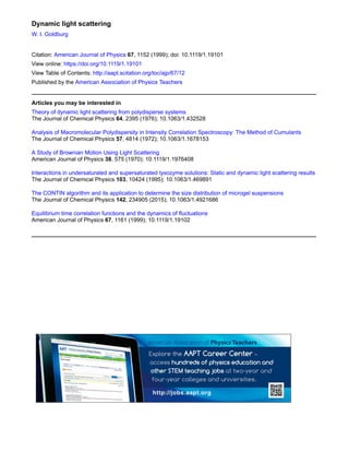 Dynamic light scattering | PDF