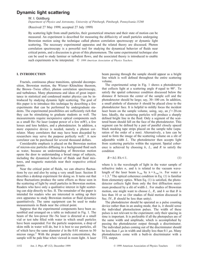 Dynamic light scattering | PDF