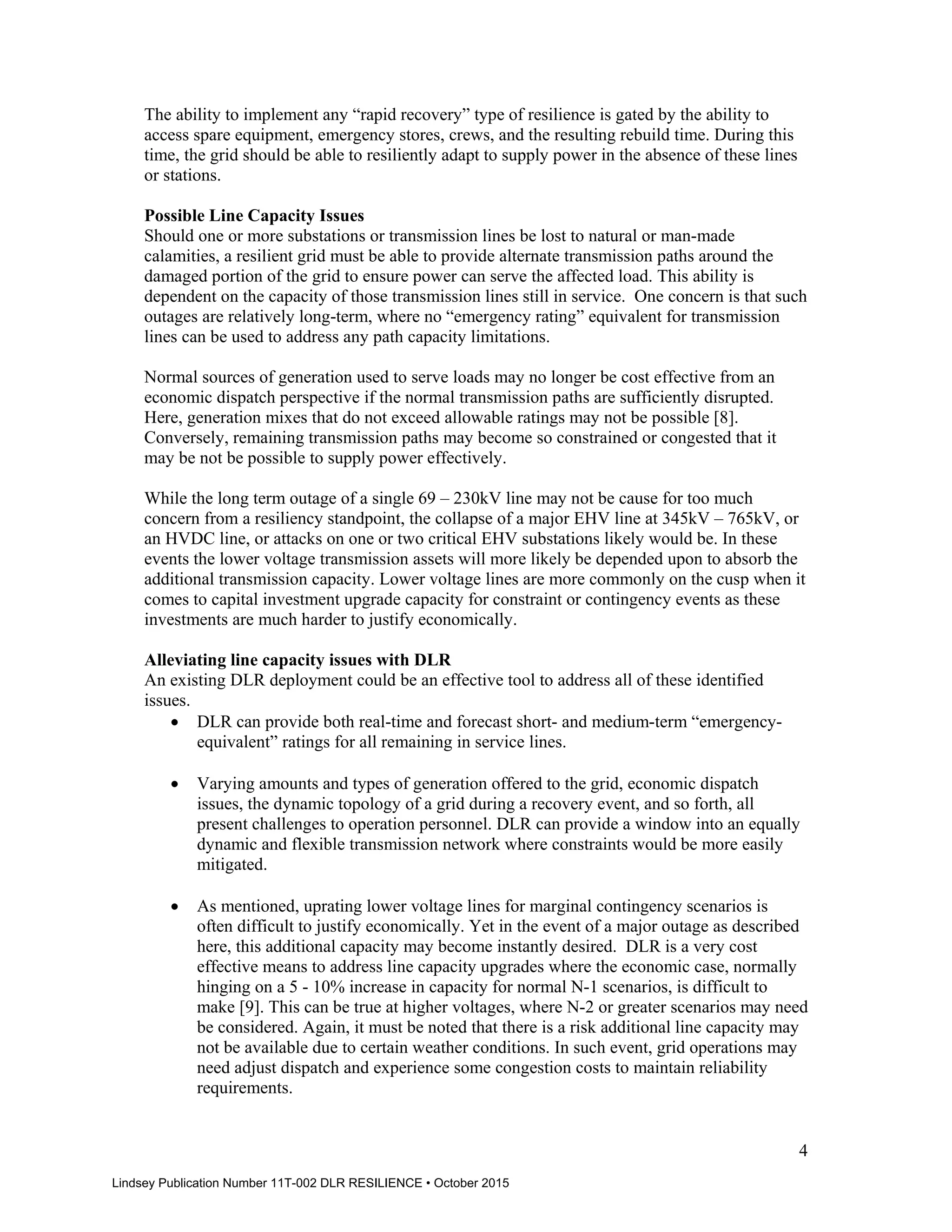 Dynamic line rating as a means to enhance transmission grid resilience ...