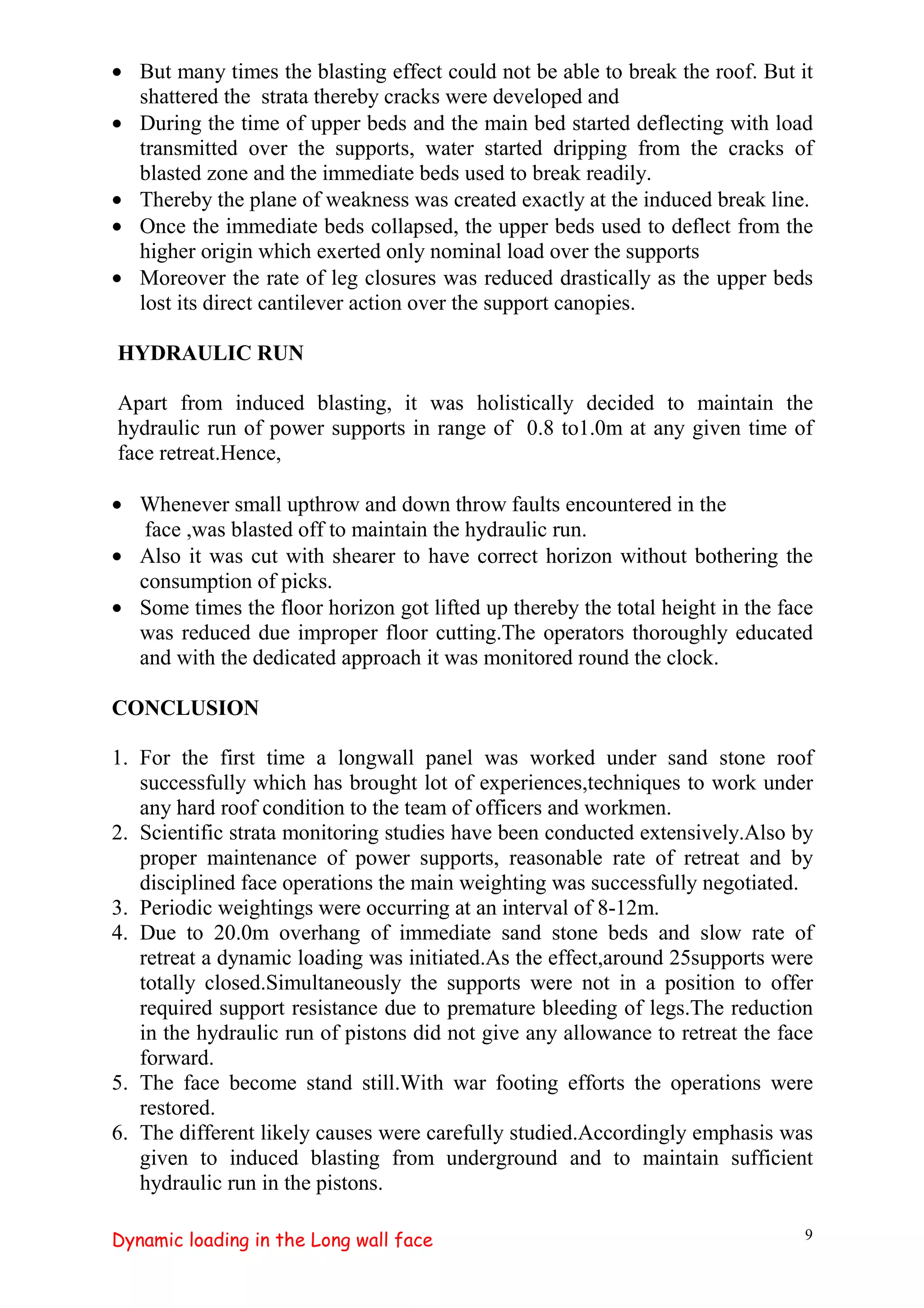 Dynamic loading in the longwall face | PDF
