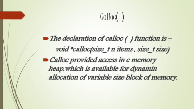 Dynamic memory allocation(memory,allocation,memory allocatin,calloc ...