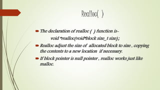 Dynamic memory allocation(memory,allocation,memory allocatin,calloc ...
