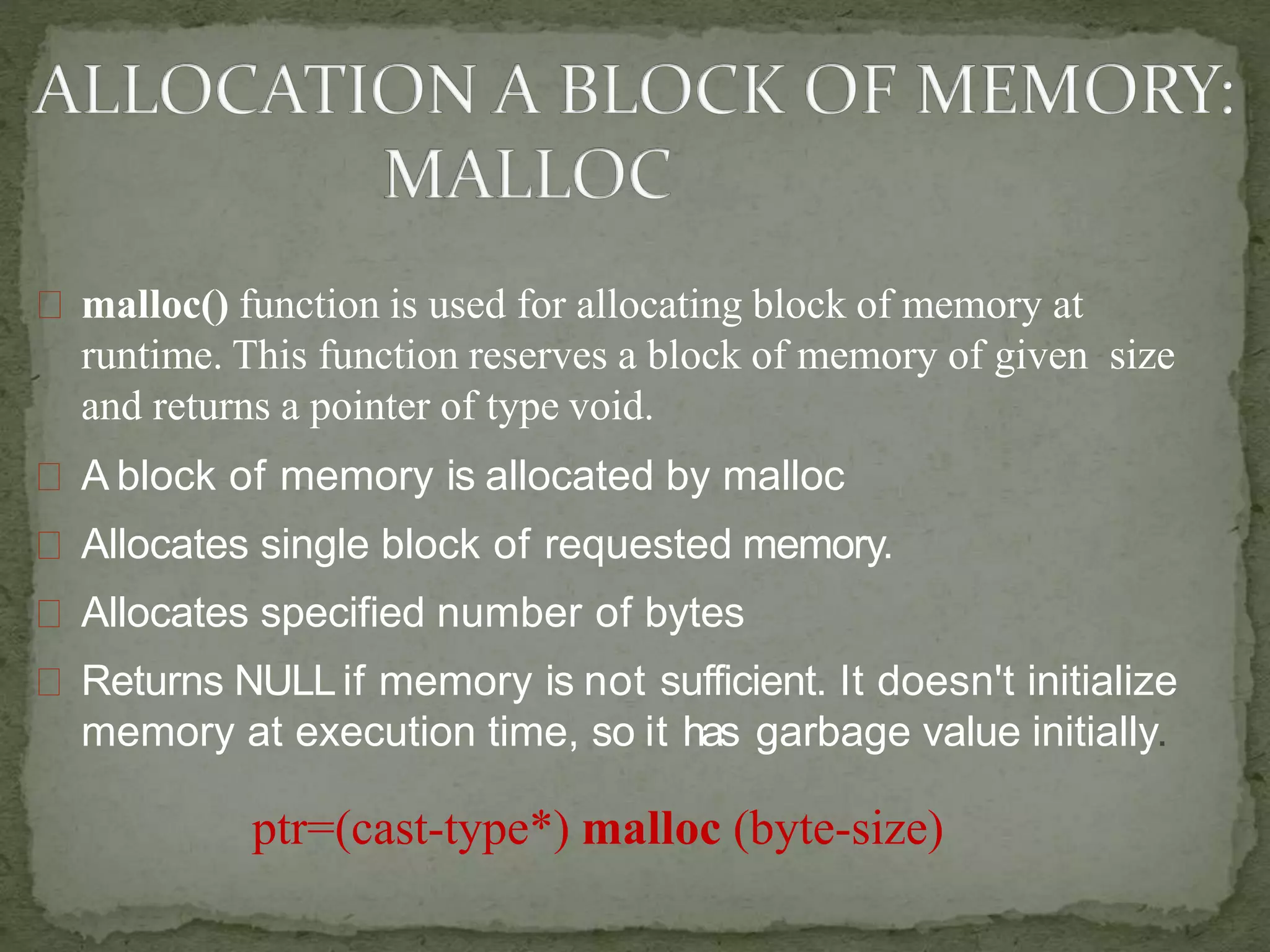 Dynamic memory allocation | PPTX