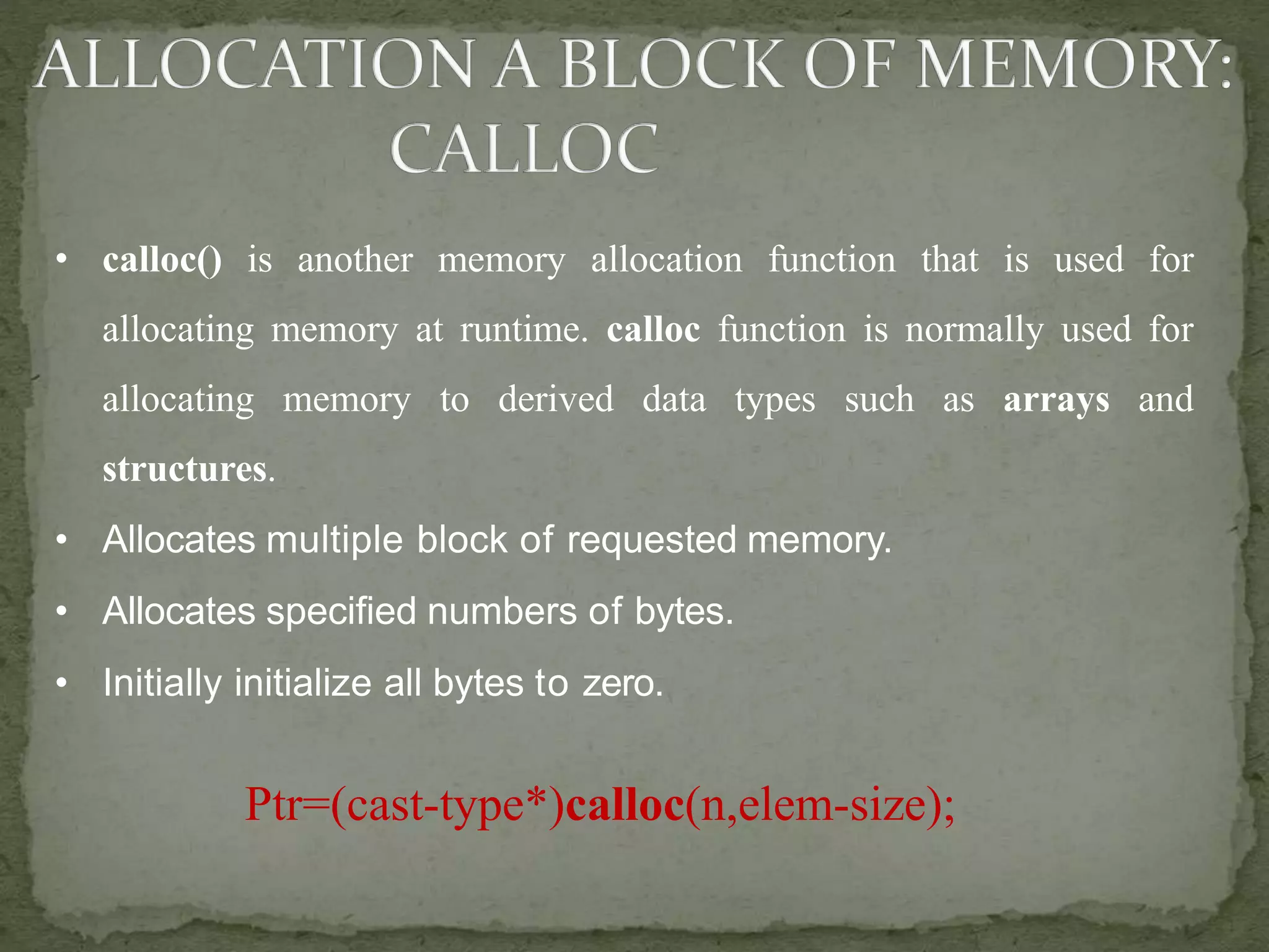 Dynamic memory allocation | PPT Dynamic memory allocation | PPT