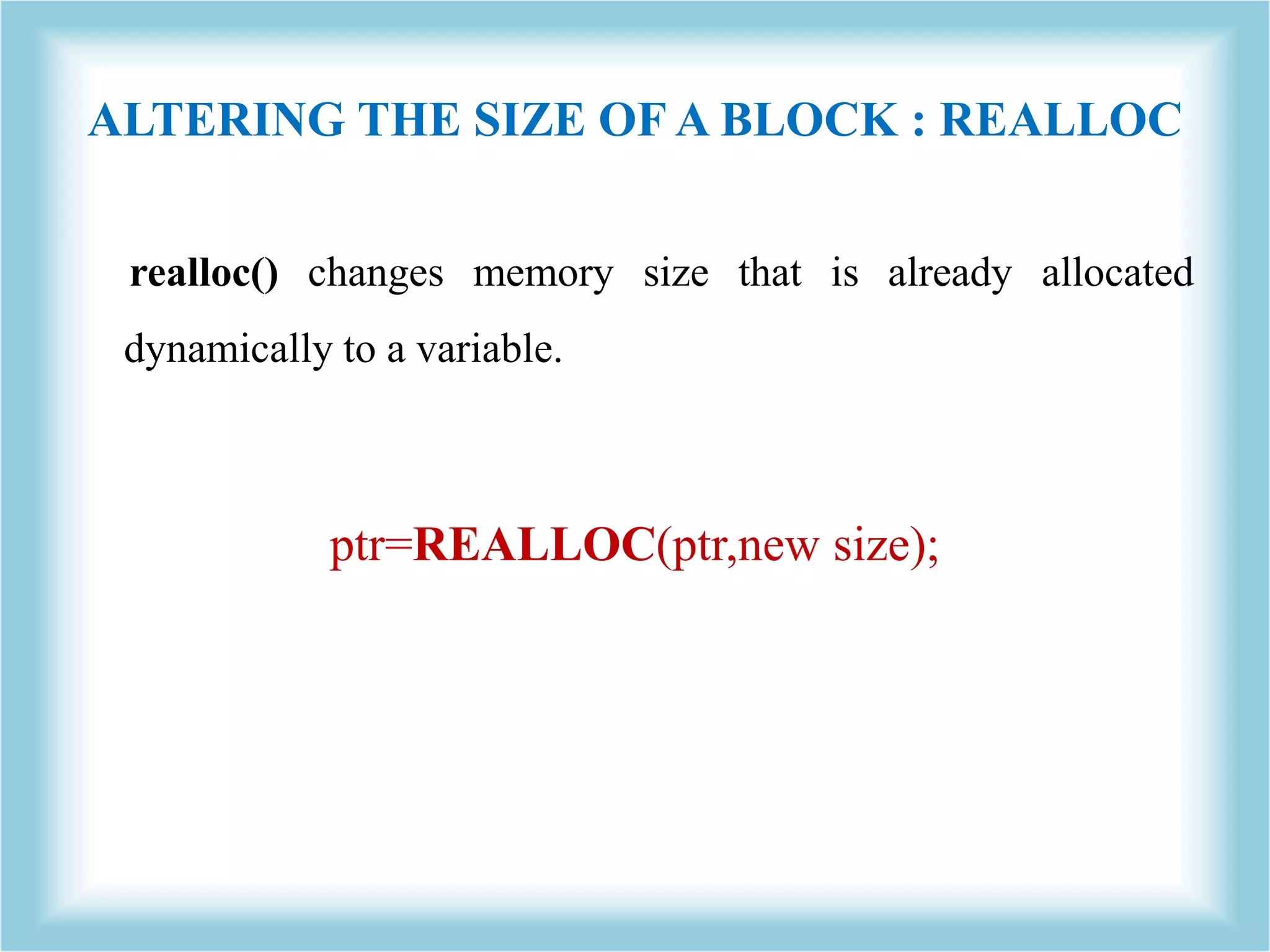 Dynamic memory allocation in c | PPTX