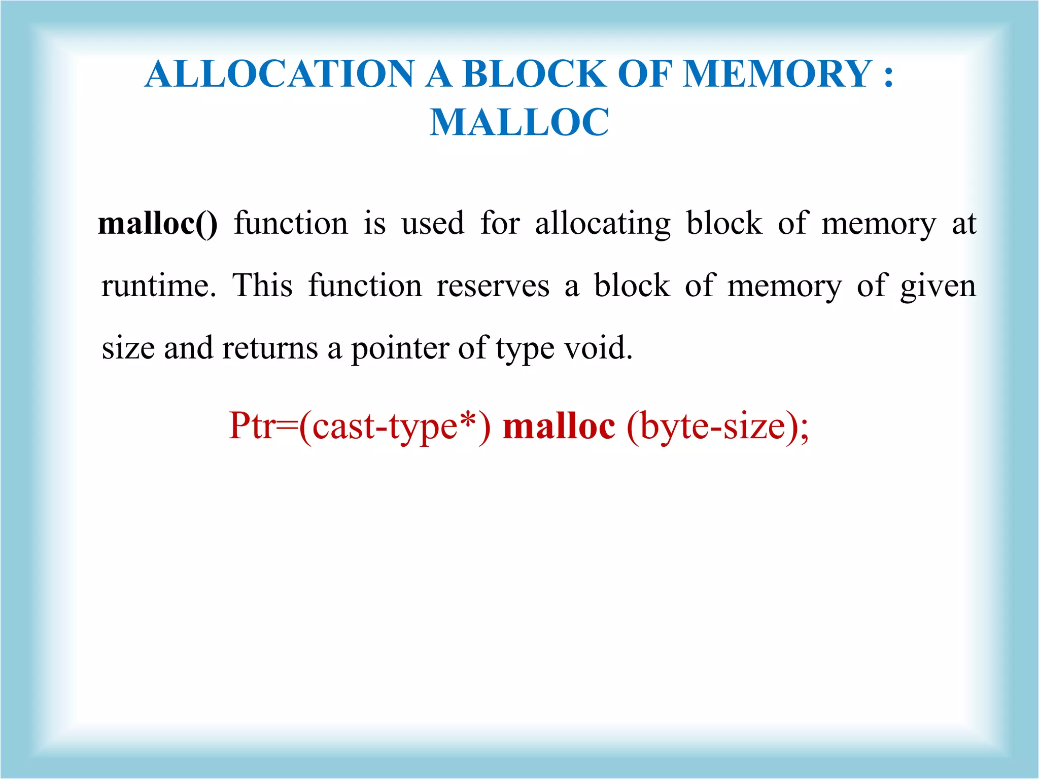 Dynamic memory allocation in c | PPTX