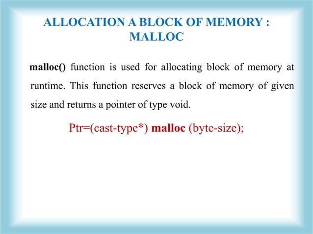 Dynamic memory allocation in c | PPTX | Programming Languages | Computing