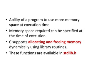 Dynamic memory allocation | PPTX