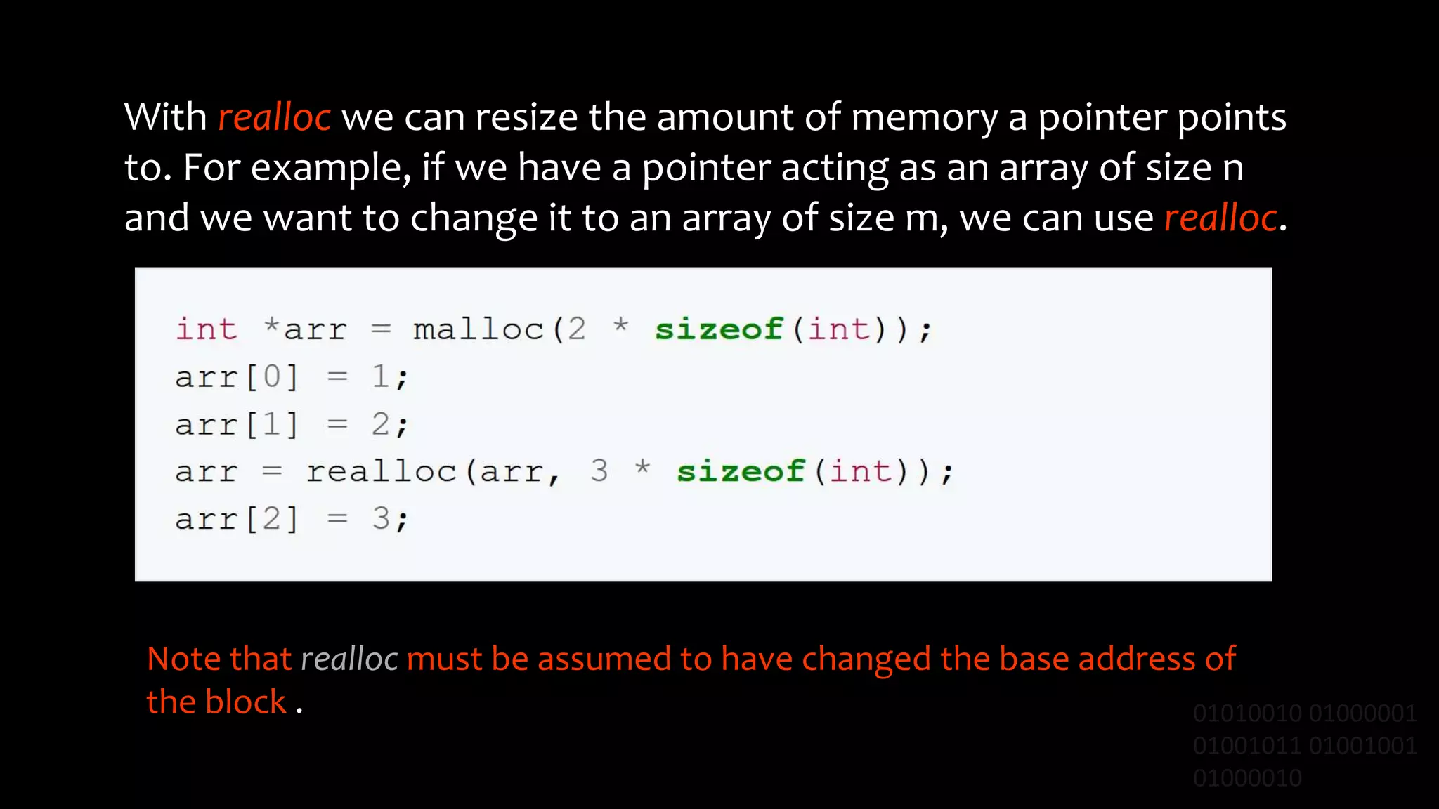 Dynamic memory allocation | PPT | Programming Languages | Computing