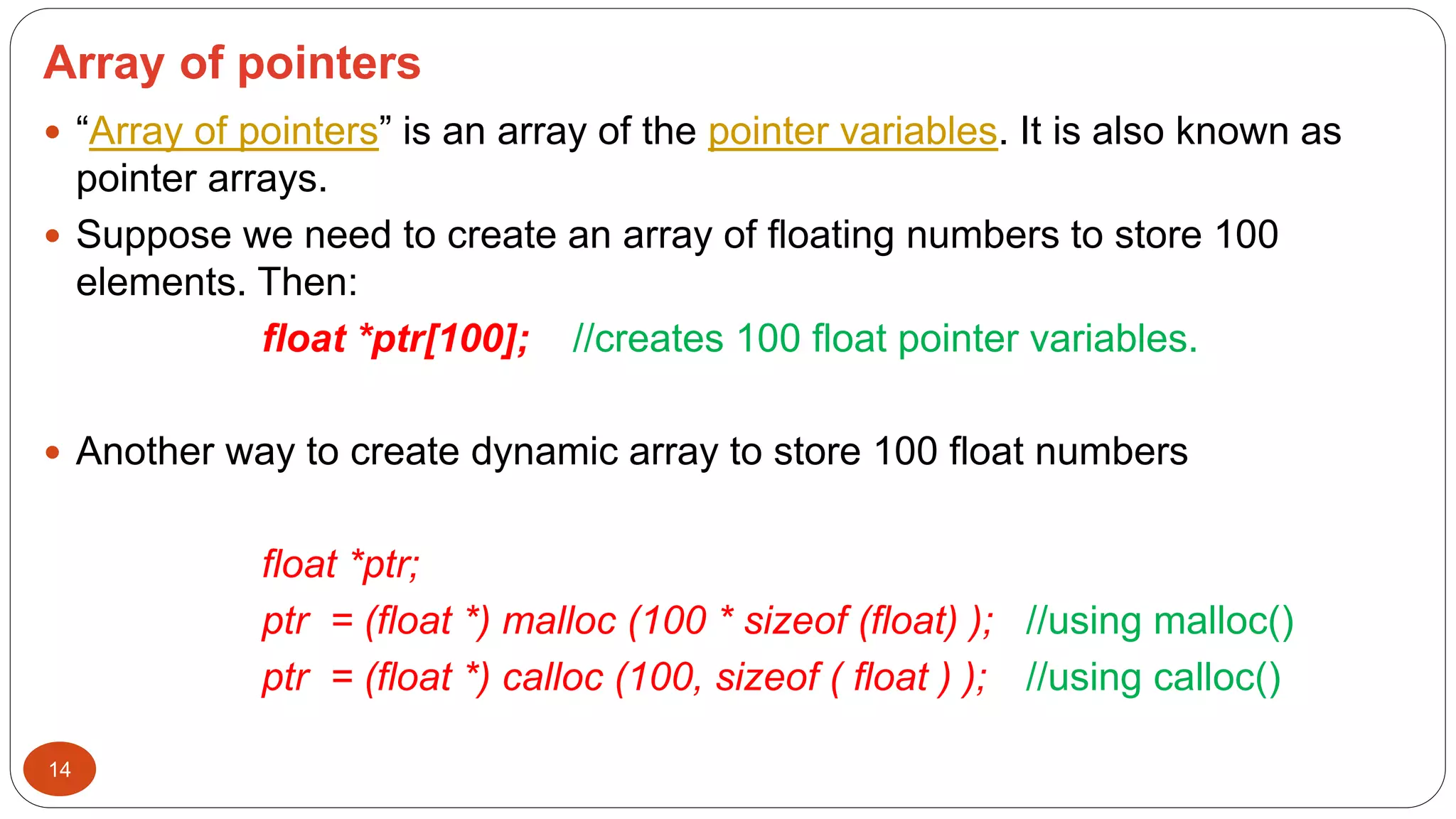 Dynamic Memory Allocation in C | PPTX