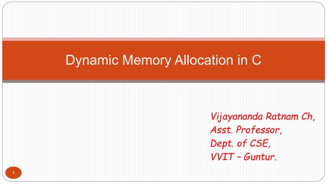 Dynamic Memory Allocation In C Ppt