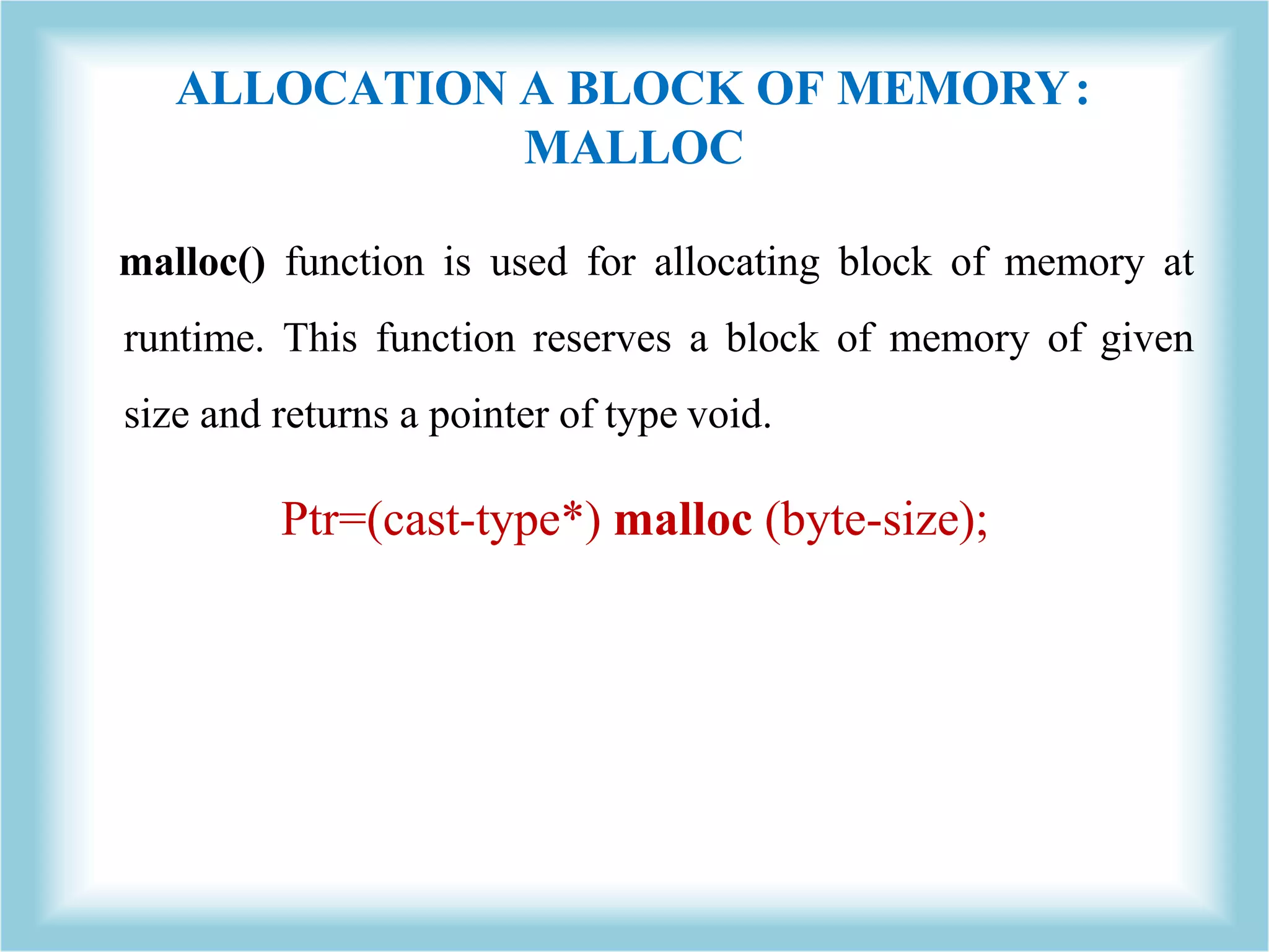 Dynamic memory allocation | PPTX