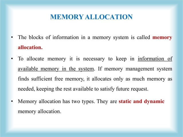 Dynamic memory allocation | PPT