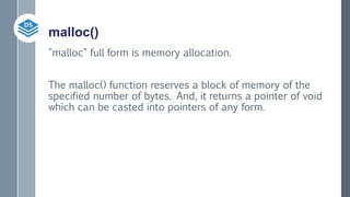 Dynamic memory allocation | PPTX