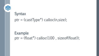 Dynamic memory allocation | PPTX
