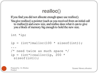 Dynamic Memory Allocation in C programming | PPTX
