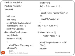 Dynamic Memory Allocation in C programming | PPTX