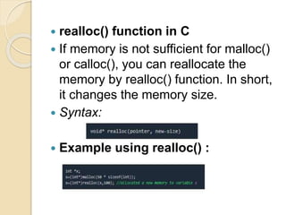 Dynamic memory allocation in c language | PPTX