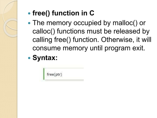 Dynamic memory allocation in c language | PPTX