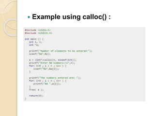 Dynamic memory allocation in c language | PPTX