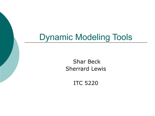 Dynamic Modeling Tools | PPT