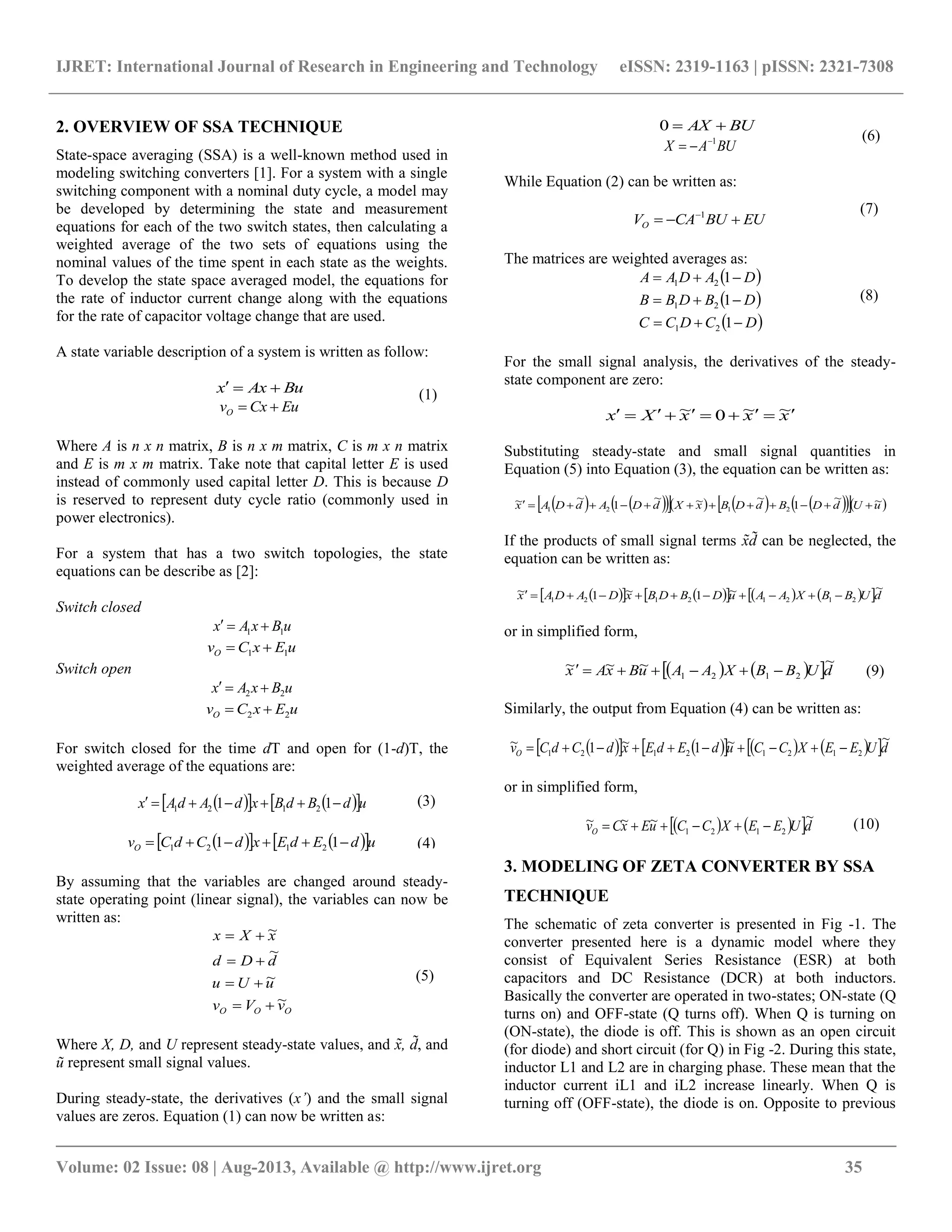 Dynamic model of zeta converter with full state feedback controller ...