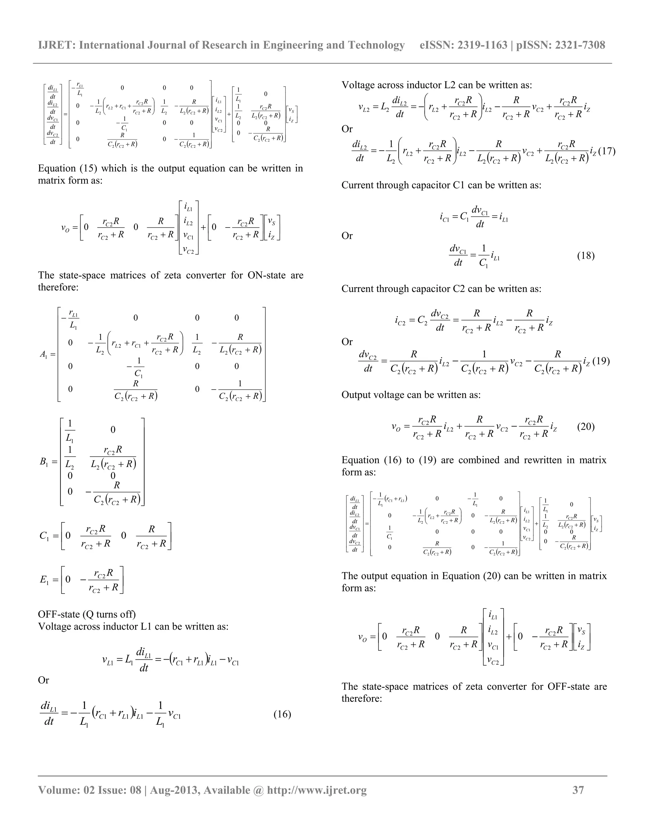 Dynamic model of zeta converter with full state feedback controller ...