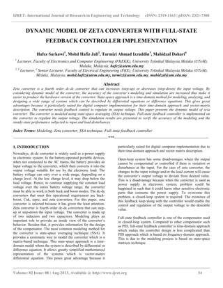 Dynamic model of zeta converter with full state feedback controller implementation | PDF