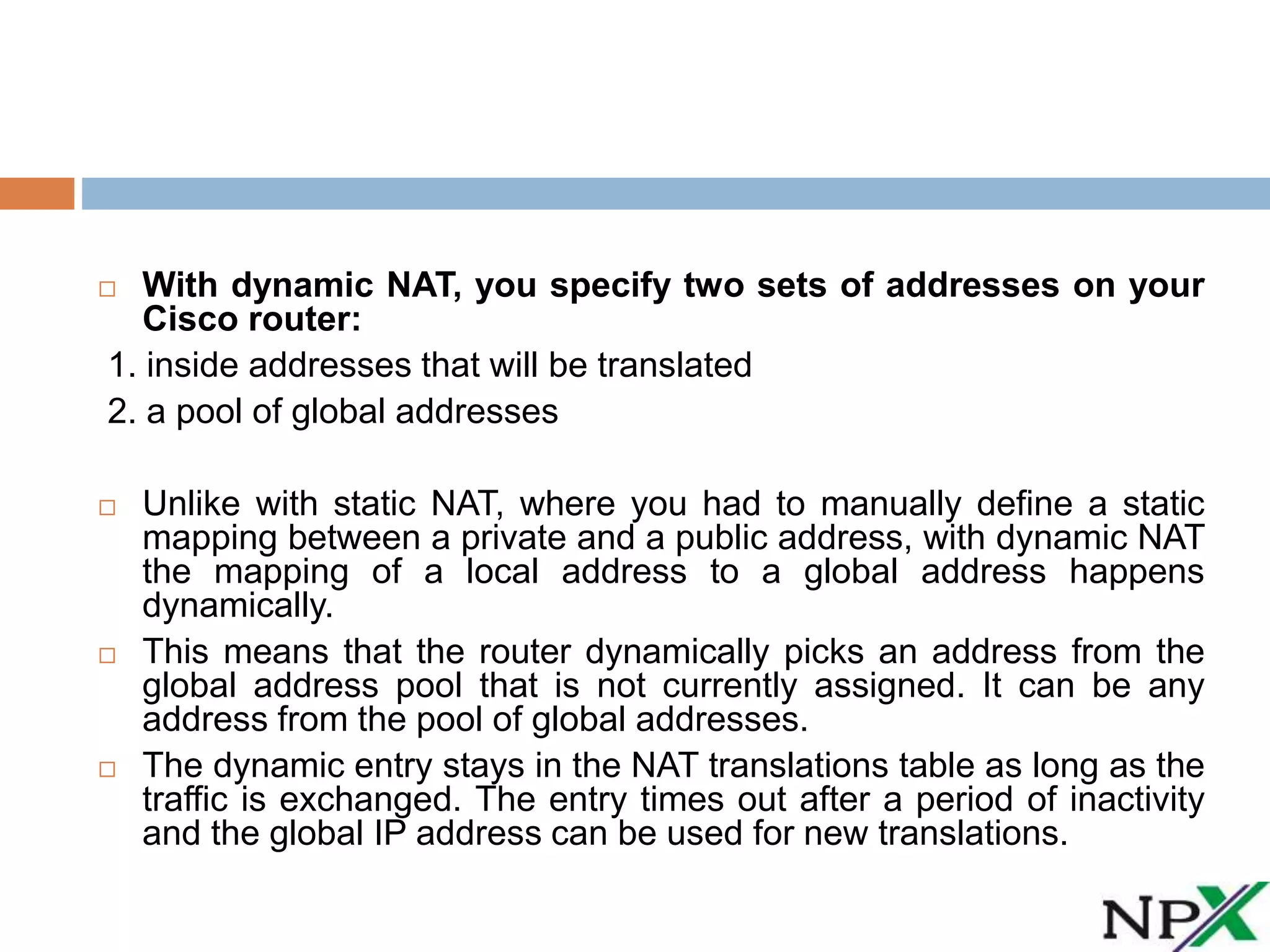 Dynamic NAT | PPTX | Computer Networking | Computing