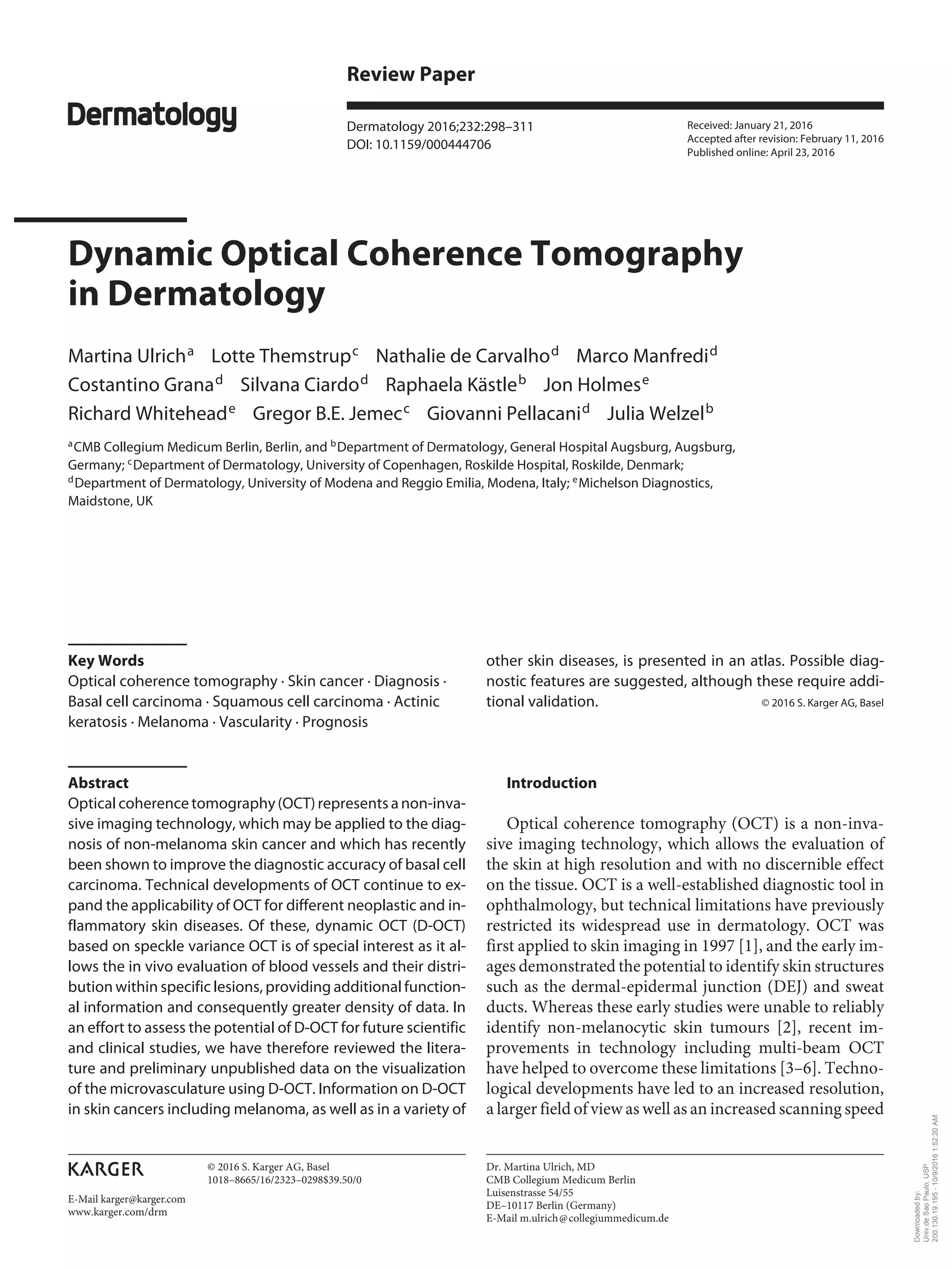 Dynamic optical coherence tomography in dermatology | PDF | Skin and ...
