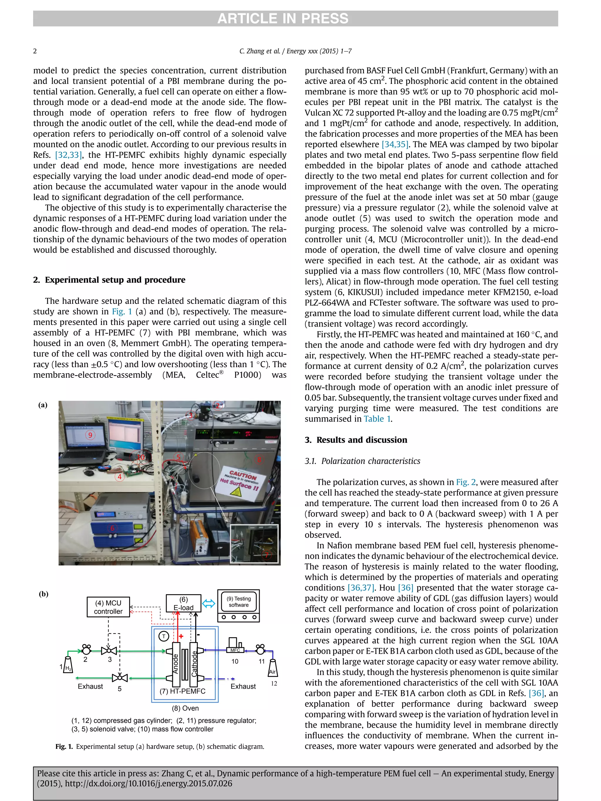 Dynamic performance of a high temperature pem fuel cell e an ...
