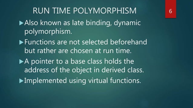 Dynamic Polymorphism in C++ | PPTX | Programming Languages | Computing