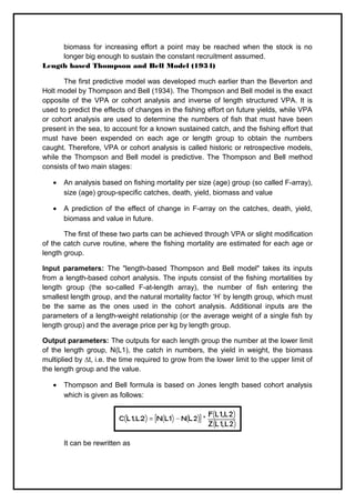 Dynamic pool model for Fish stock Assessment, | DOC