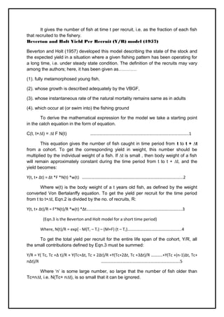 Dynamic pool model for Fish stock Assessment, | DOC