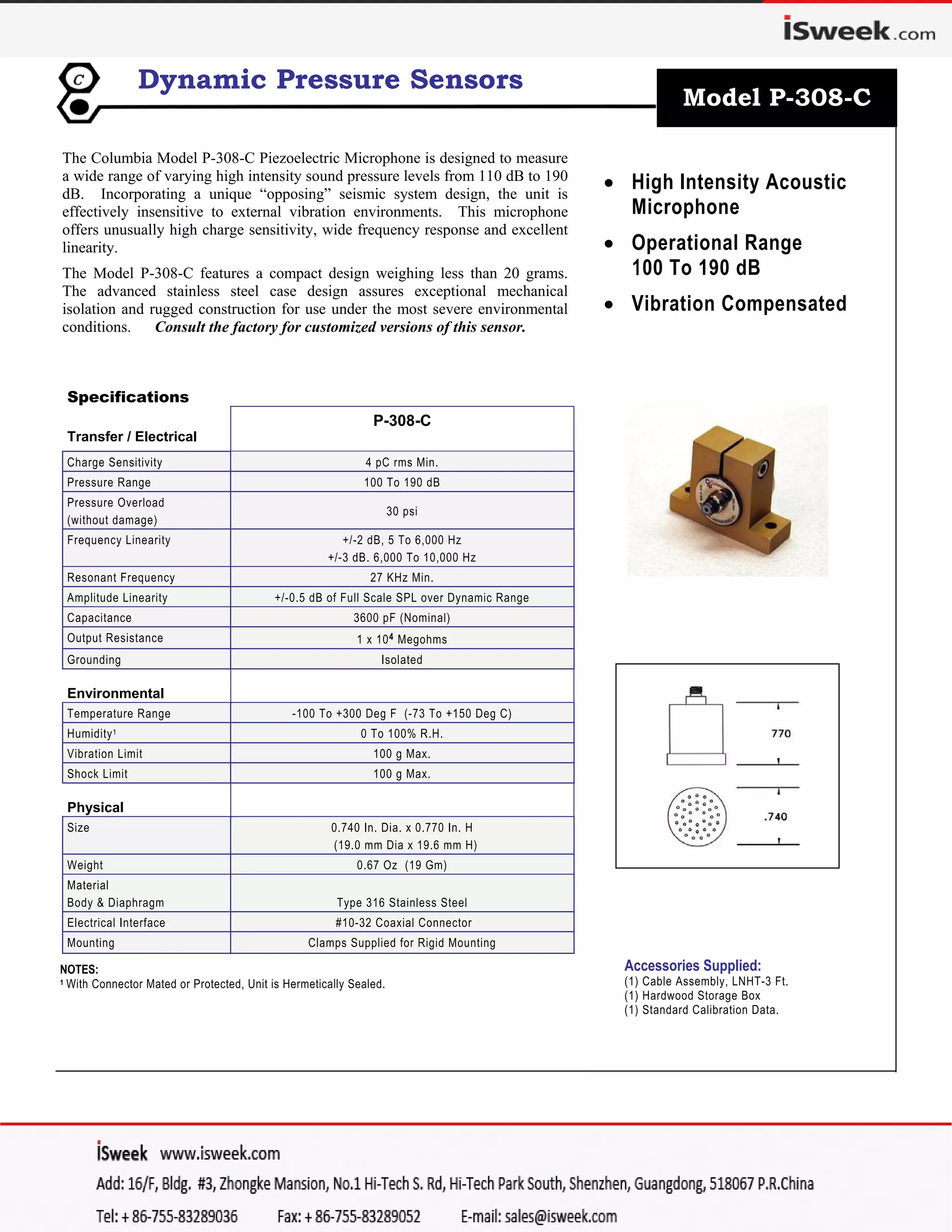 Dynamic pressure sensor p-308-c | PDF