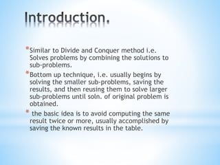 Dynamic programming Overview | PPT