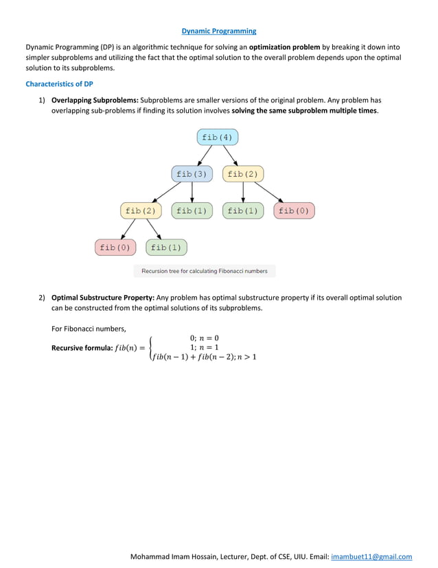 DS & Algo 6 - Dynamic Programming | PDF DS & Algo 6 - Dynamic Programming | PDF
