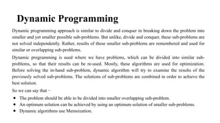 Dynamic programming in Design Analysis and Algorithms | PPTX