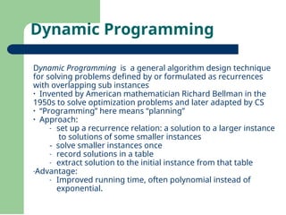 Dynamic Programming and Time Complexity Analysis | PPT