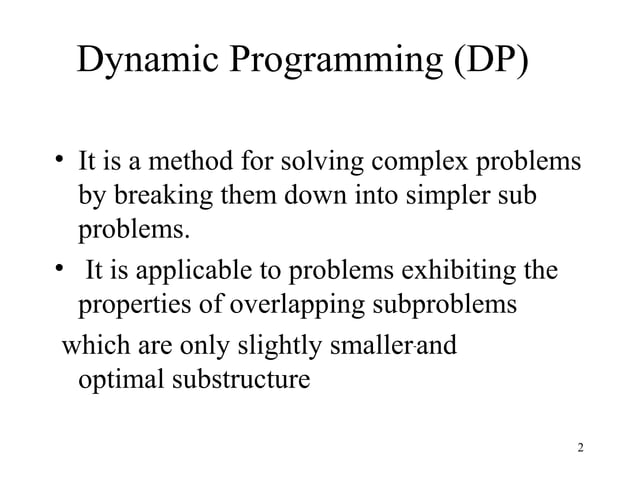 Dynamic programming 2 | PPT