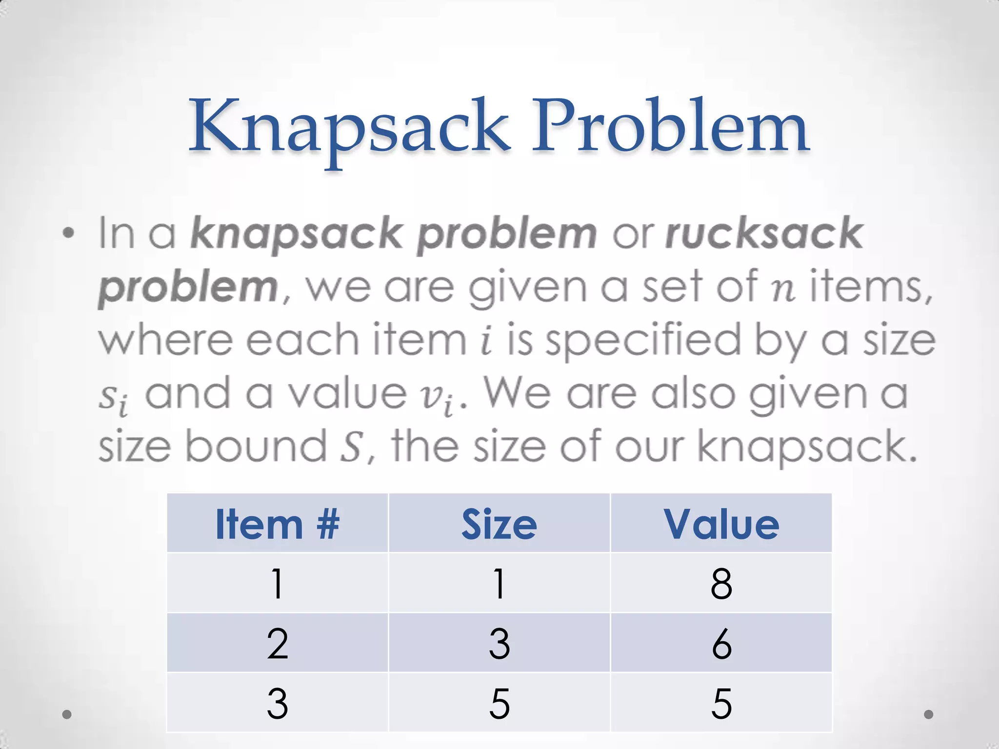 Knapsack Problem | PPTX