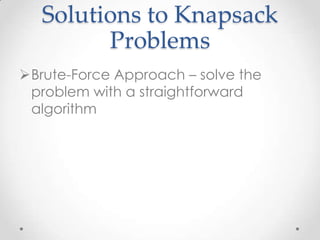 Knapsack Problem | PPTX