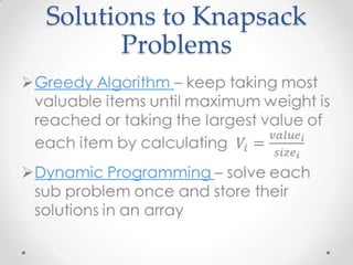 Knapsack Problem | PPTX | Programming Languages | Computing