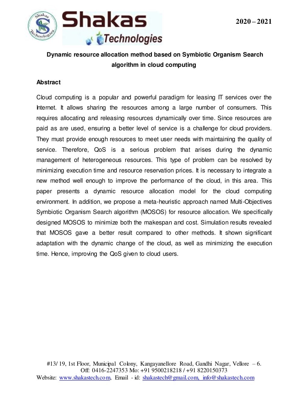 Dynamic Resource Allocation Method Based On Symbiotic Organism Search Algorithm In Cloud Computing