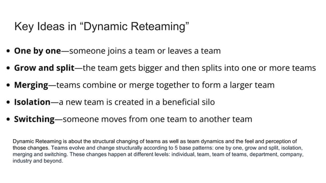Dynamic Reteaming.pptx | Business | Business and Finance