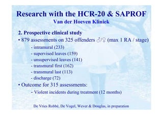 Dynamic risk assessment HCR-20 & SAPROF. IAFMHS 2012. M. de Vries Robbé ...