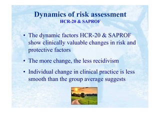 Dynamic risk assessment HCR-20 & SAPROF. IAFMHS 2012. M. de Vries Robbé ...