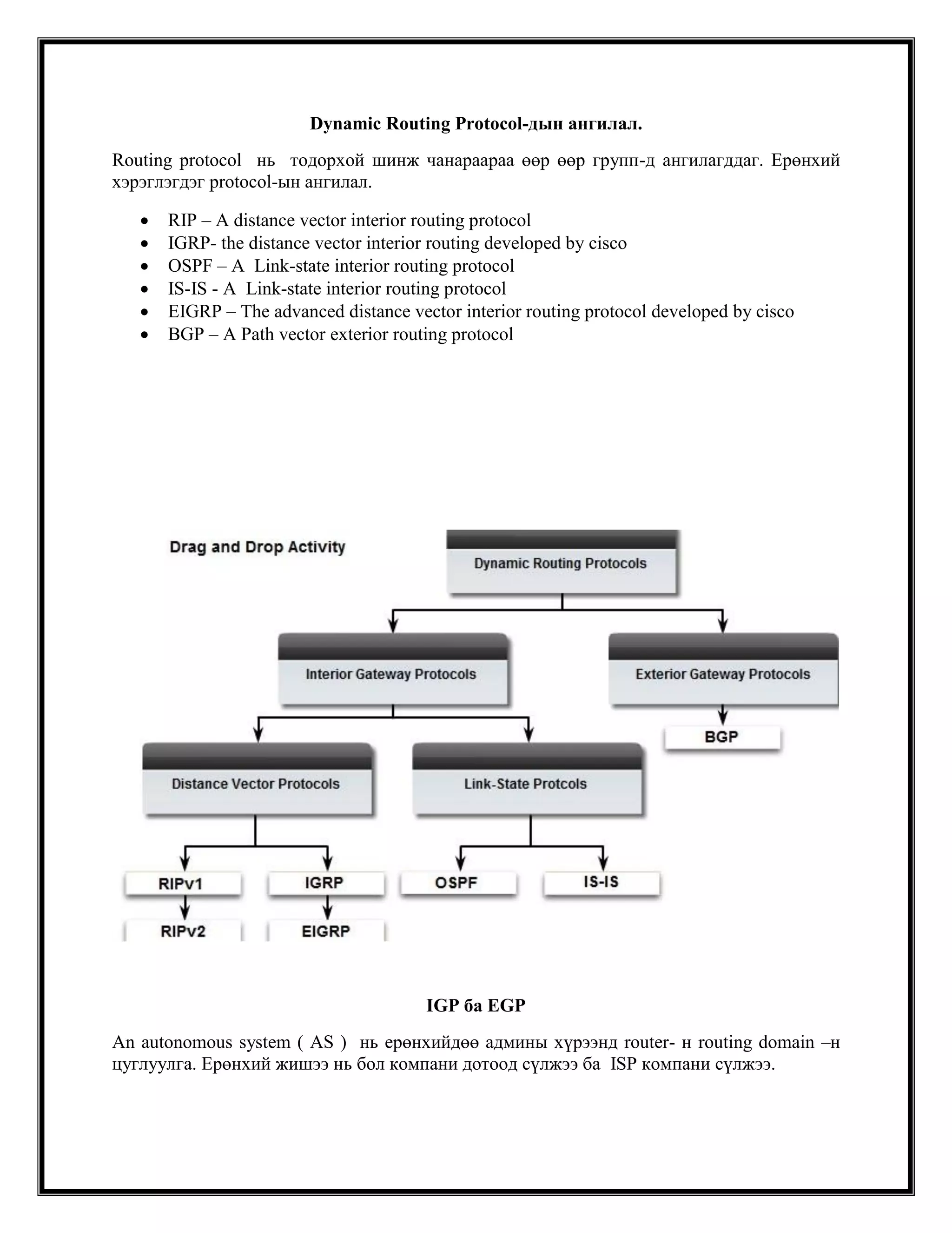 Dynamic routing protocol гэж юу вэ ? | PDF