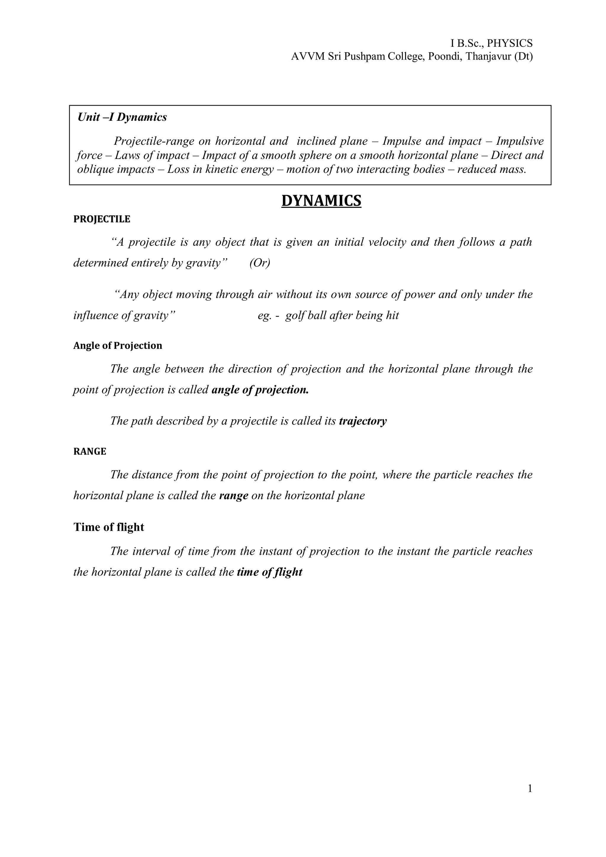 Dynamics, Projectile, impulse, impact | PDF